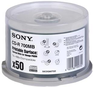 Sony Cd-r 700mb / 80min 48x Thermal Printable Cakebox 50pcs - Οπτικοι ...