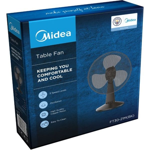 Midea Επιτραπεζιος Ανεμιστηρας Μαυρος 30w 3 Πτερυγιων - Ανεμιστηρες ...