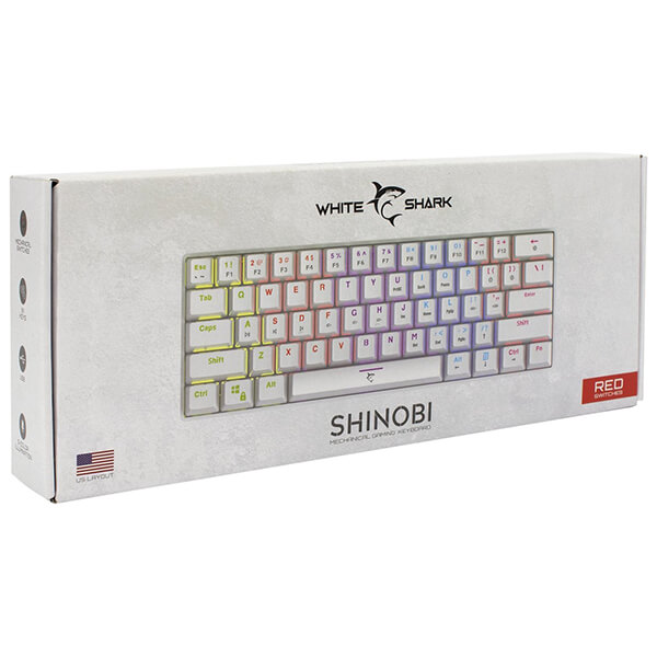 Πληκτρολογιο White Shark Mechanical Keyboard RED Switch Shinobi White ...