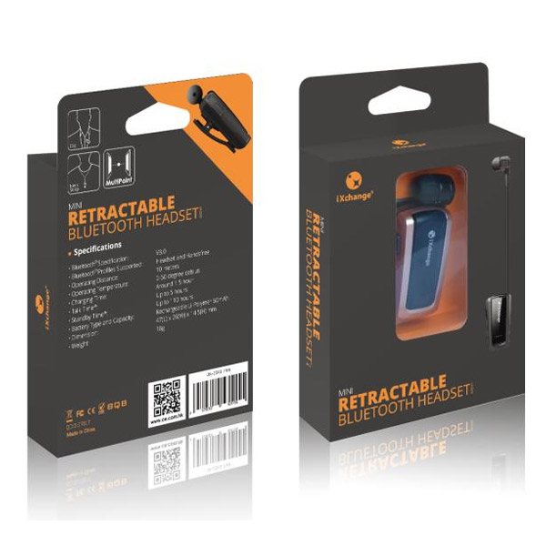 Ixchange Ua25xb Retractable Bluetooth Mini Headset Rose Gold ...
