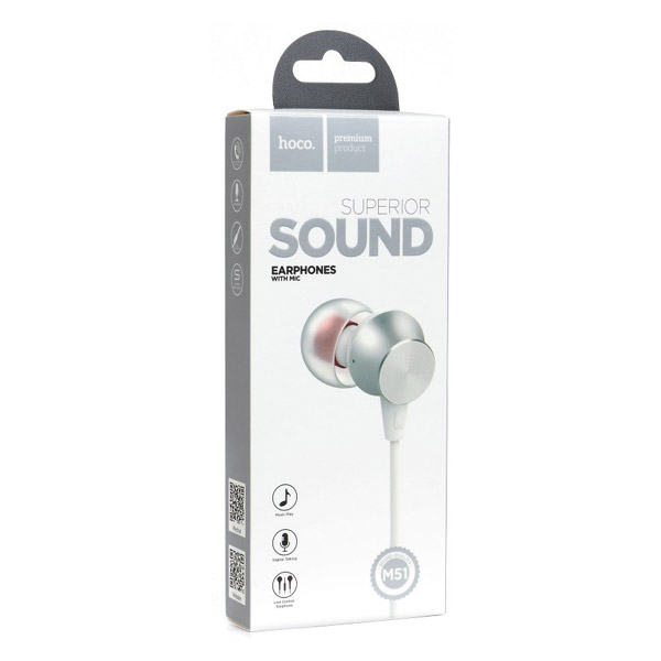 Hoco Earphones Proper Sound With MIC M51 White - Handsfree (TEL.066146 ...