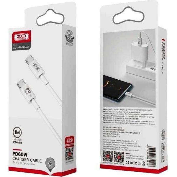 XO Nb-q190a Καλωδιο USB High-speed Τype-c Αρσ. - USB Type-c Αρσ. 60W 1 ...