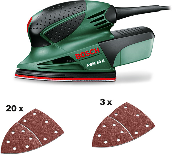 Πολυτριβειο Ηλεκτρικο Bosch Psm 80 A + 23 Φυλλα Λειανσης 0603354004 ...